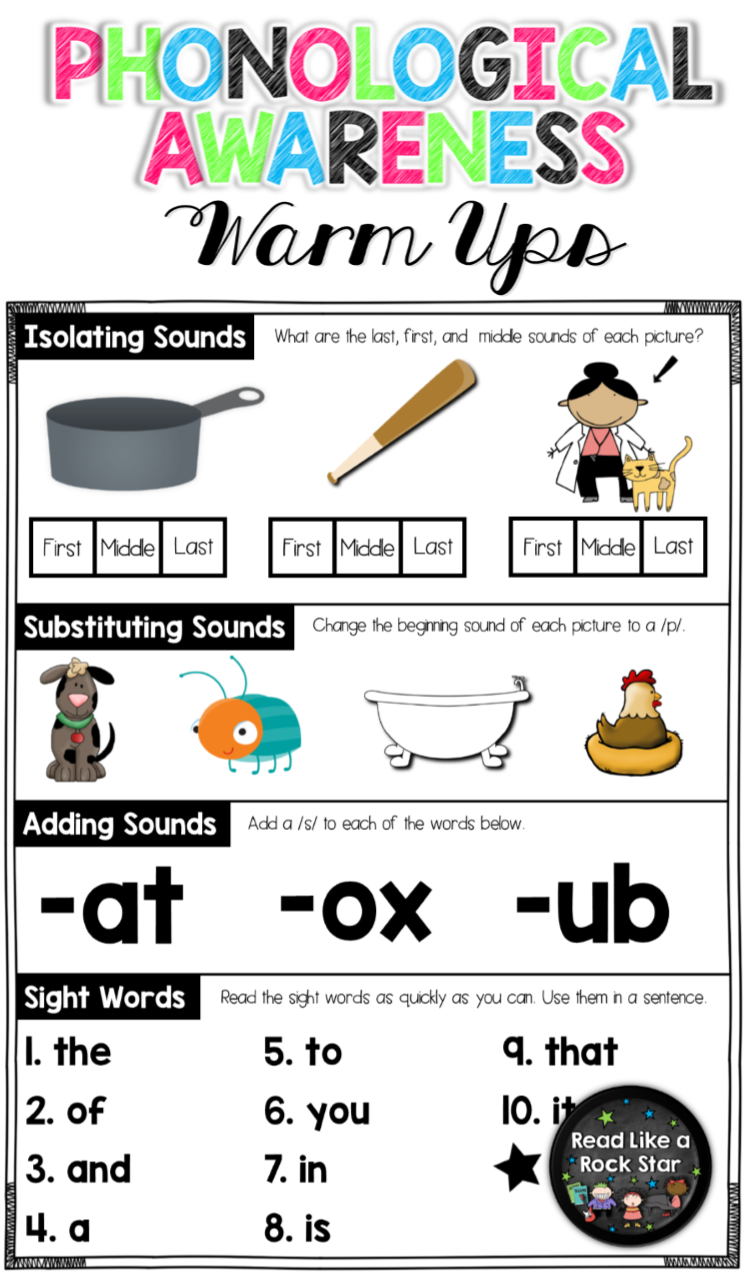 Read Like A Rock Star! : Phonological Awareness Warm-Ups: Building ...