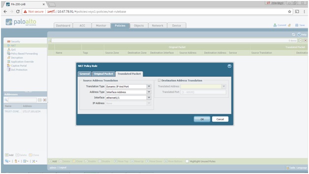 My Palo Alto Networks PCNSE Journal: Configuring Source NAT (PAT) and ...