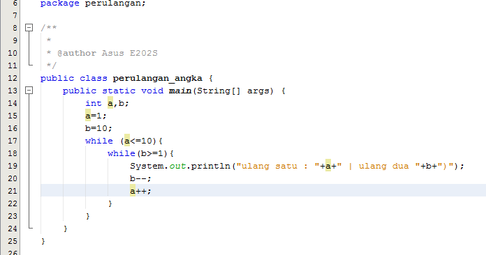 Perulangan di dalam perulangan pada java