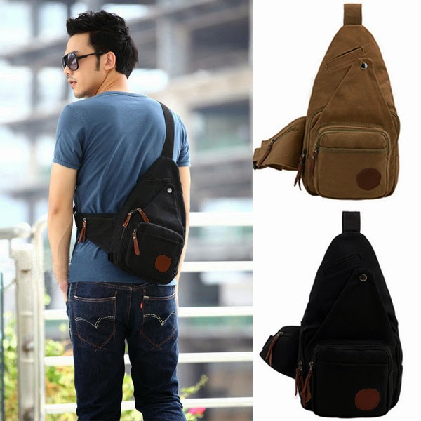 Fashion Wardrobes: Black khaki messenger satchel mens casual canvas bag