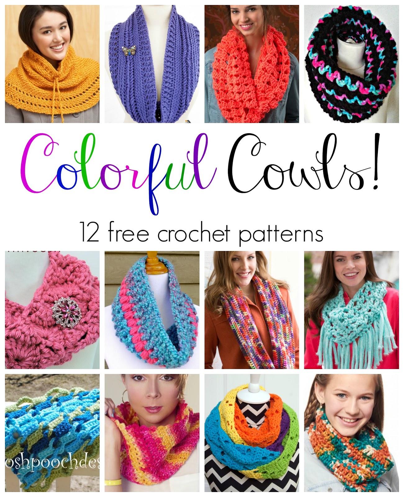 Fiber Flux: Colorful Cowls! 12 Free Crochet Patterns...