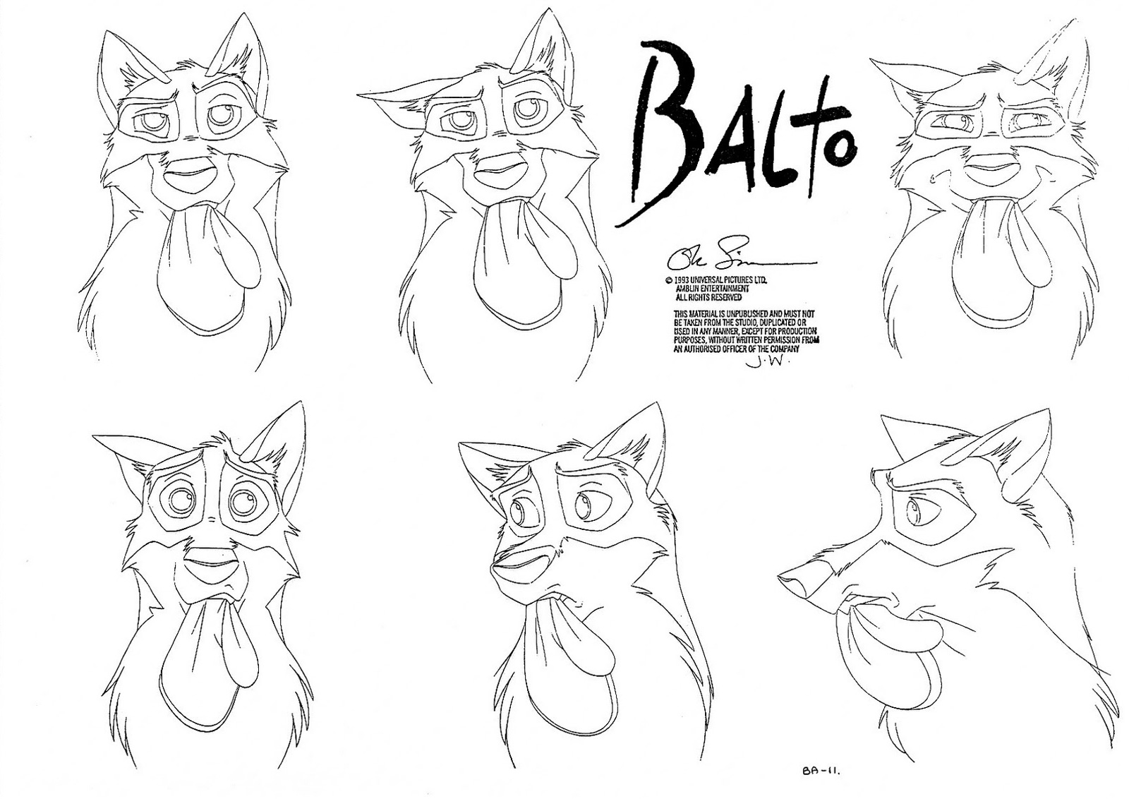 Living Lines Library: Balto (1995) - Characters, Model Sheets