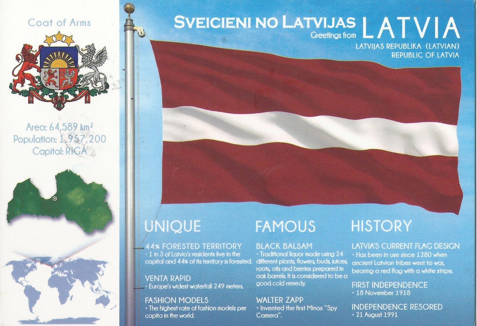 A Journey of Postcards: Flags of the World | Latvia