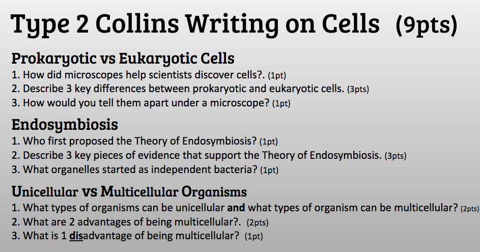 TJHS - Life Science: CH 3 Collins Writing
