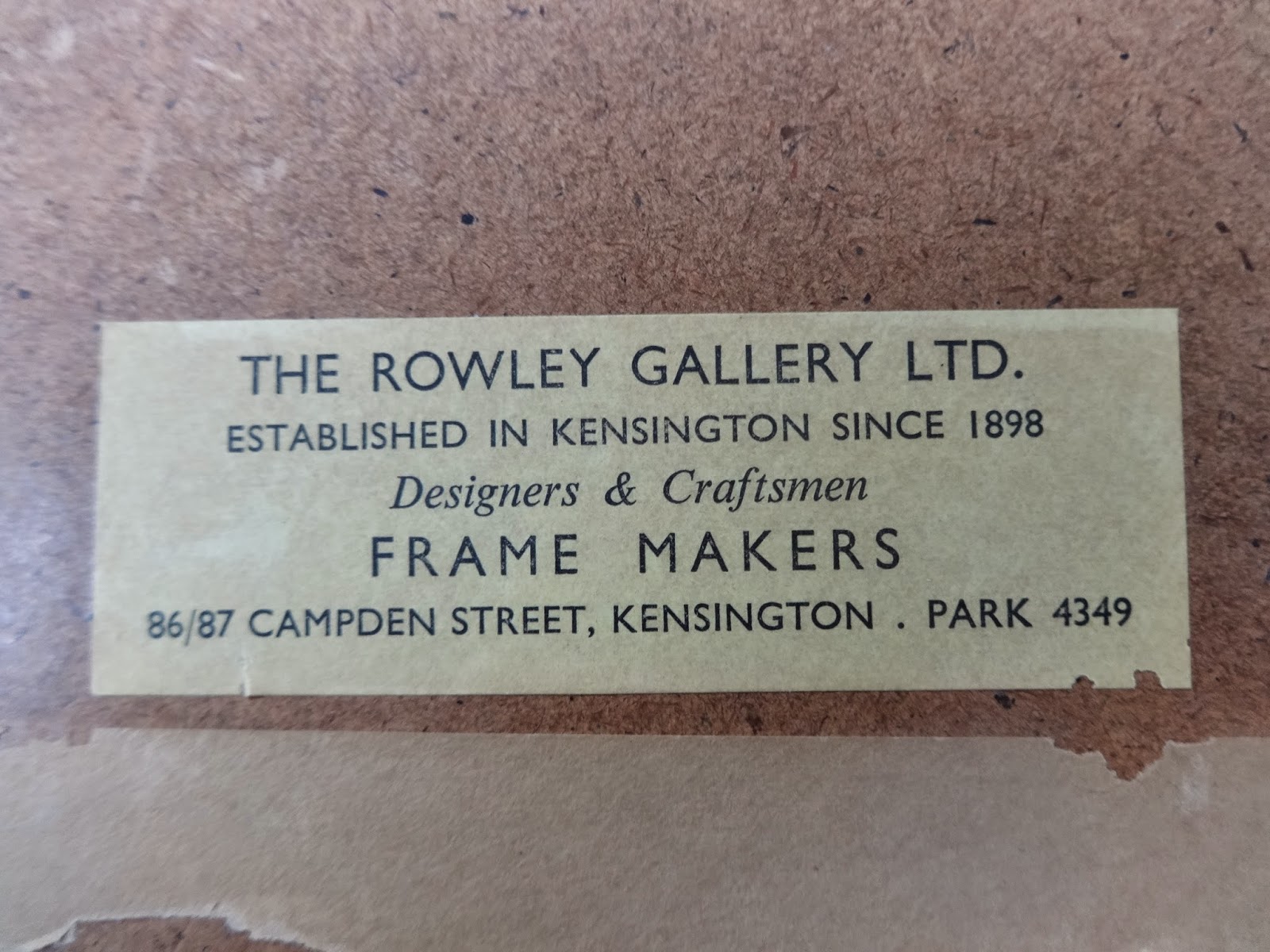 Picture Frame Labels: Albert James Rowley - The Rowley Gallery