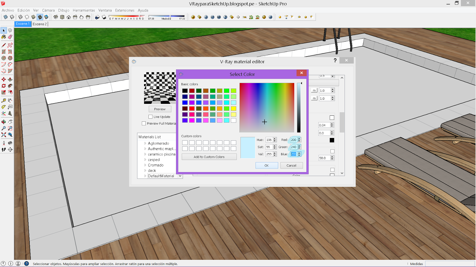 Renderizar con VRay 2.0 para SketchUp: ¿Como crear agua de piscina ...
