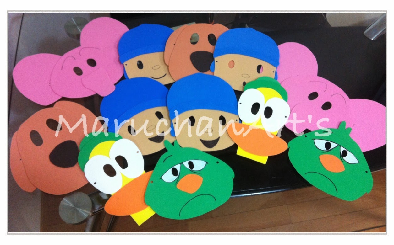 Maruchan Arte em E.V.A.: Máscaras Pocoyo e seus amigos, as crianças ...