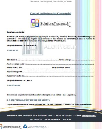 Contrat de partenariat commercial - Spplit