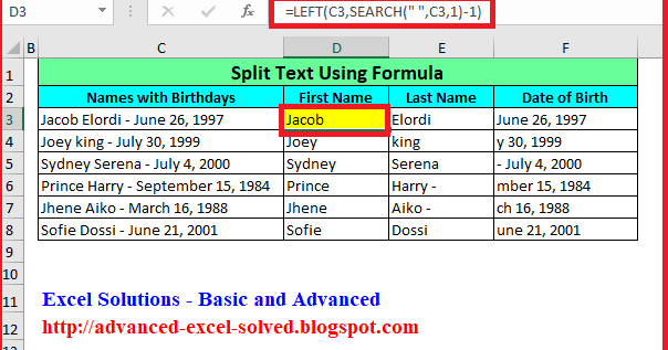 How to Split Cells Using Excel Formula – Step by Step | Excel Solutions ...