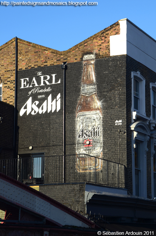 Painted signs and mosaics: Asahi Super Dry, North Kensington