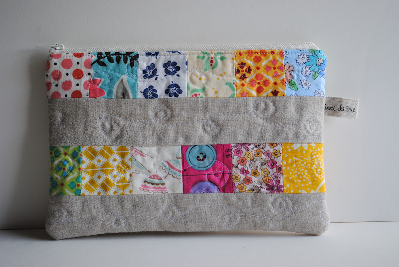 1/4" mark: Patchwork Zippered pouches
