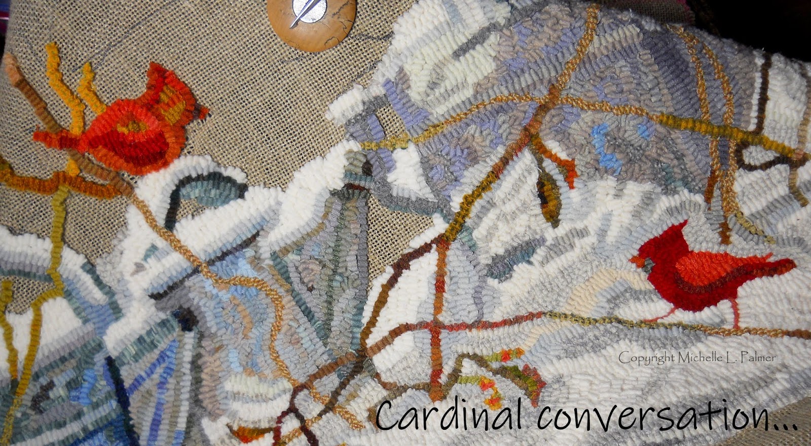 Michelle Palmer: Winter Watering Cans Hooked Rug