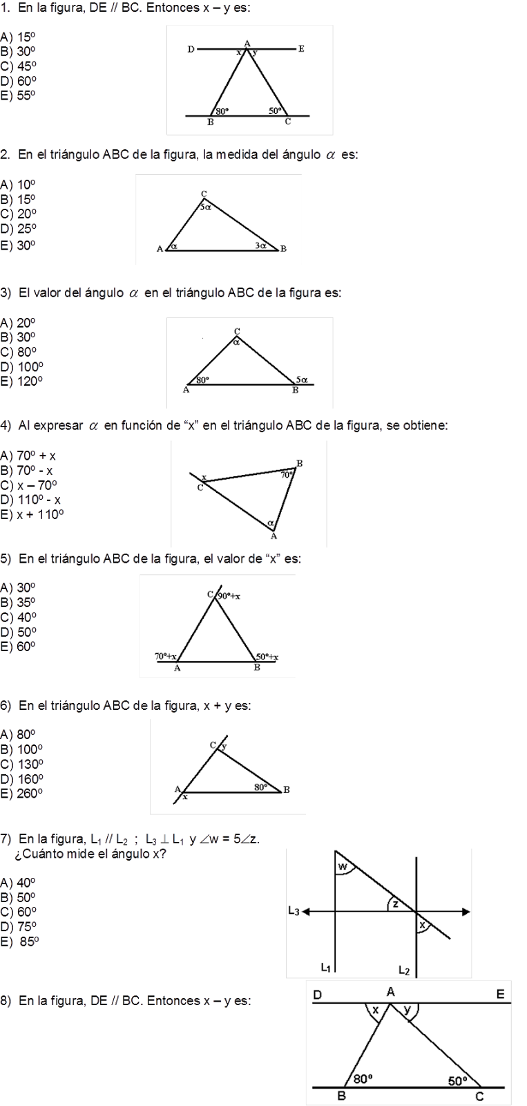 Ejercicios de triángulos