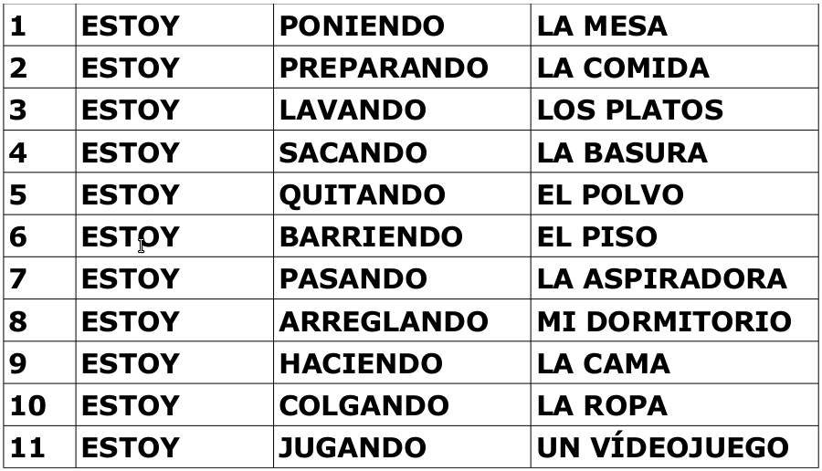 DIARIO DE CLASE: Presente Continuo