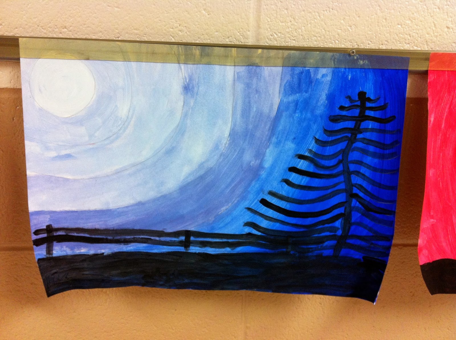 ChumleyScobey Art Room: Monochromatic Moonscape Paintings by 4th Grade