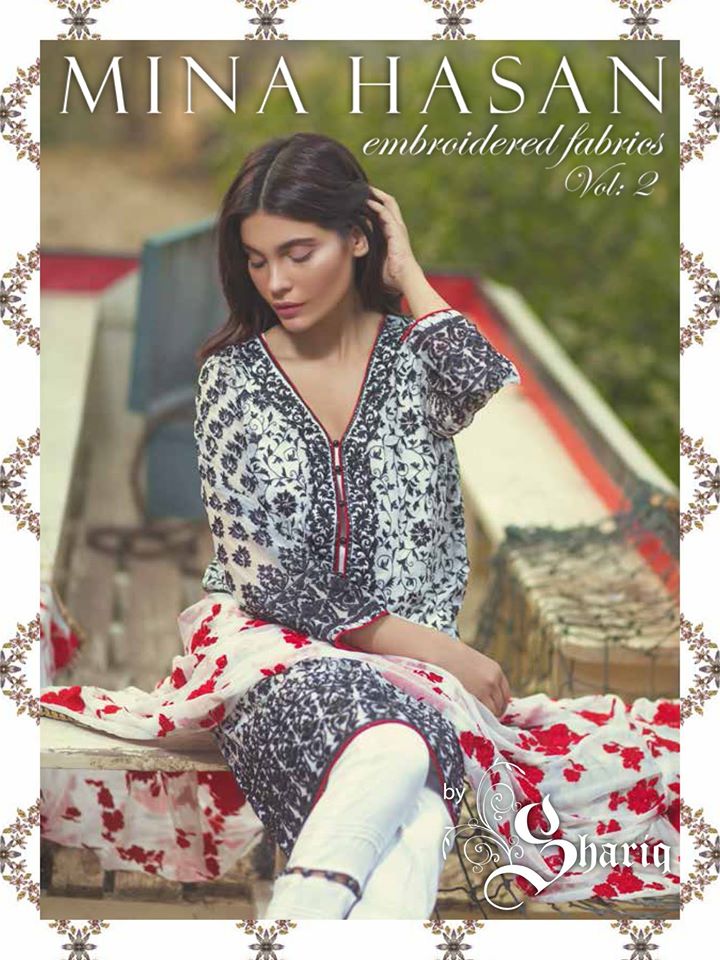 Mina Hasan 3Pcs Embroidered Fabrics Suits 2016-2017 Collection by Shariq Textile | Pakistan ...