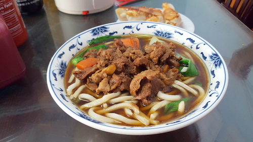 The thick noodles are my choice.