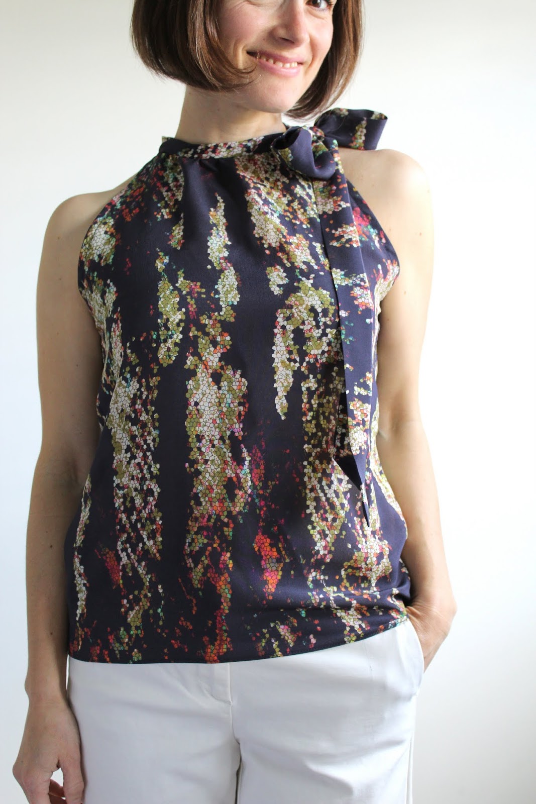 Nicole at Home: Draped silk blouse