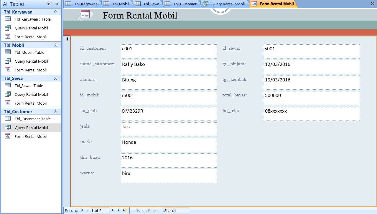 DataBase Rental Mobil ~ Blog Anak Sistem Informasi