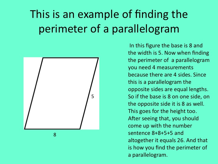 Mr. Lattanzi's Math Blog: Area & Perimeter of Parallelograms