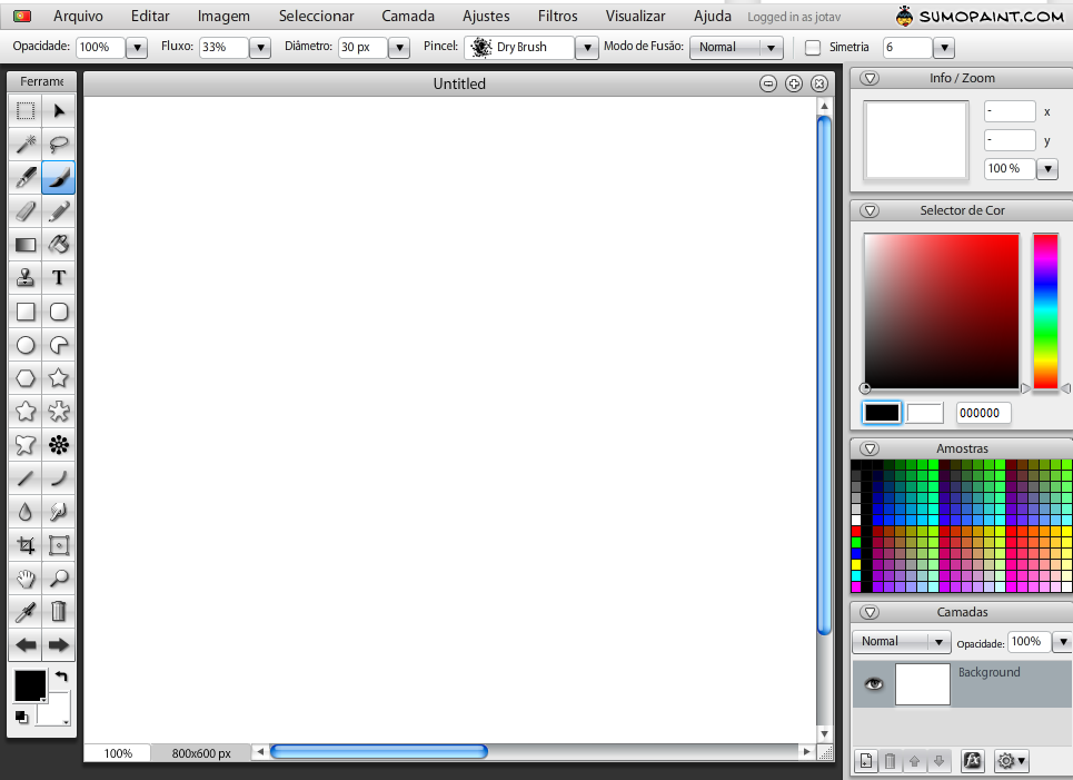 SumoPaint, online no JotaV e no seu idioma