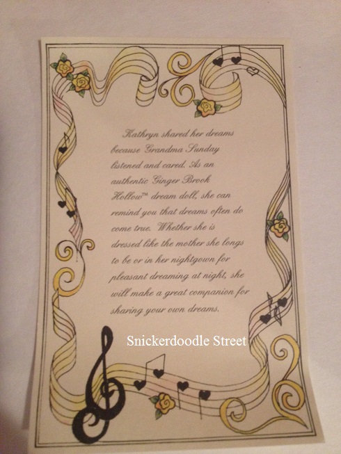 SNICKERDOODLE STREET: *REVIEW* Kathryn Dream Doll - Ginger Brook Hollow