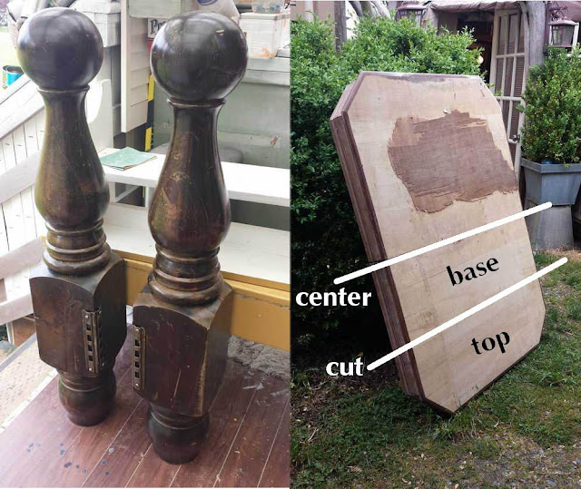 4 the love of wood: MY GREEK COLUMN SOFA TABLE - build with old bed posts