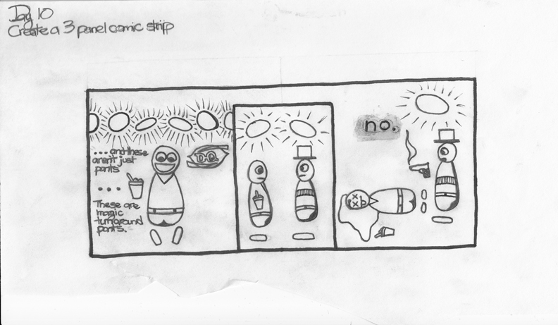 30 Day Draw Blog: Day 10 - Create a 3 panel comic strip.