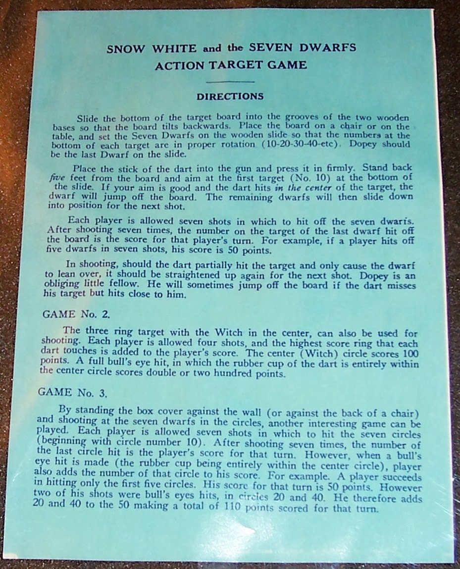 Filmic Light - Snow White Archive: 1938 Snow White "Target Game"