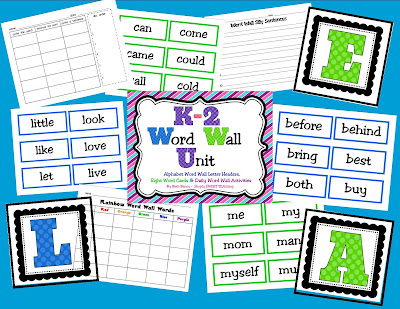 Simply SWEET TEAching: K-2 Word Wall To-Go