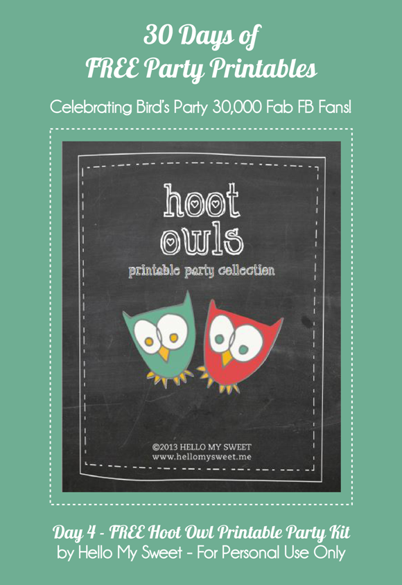 Free Printable Hoot Owls Printable Party Kit - Party Ideas | Party ...