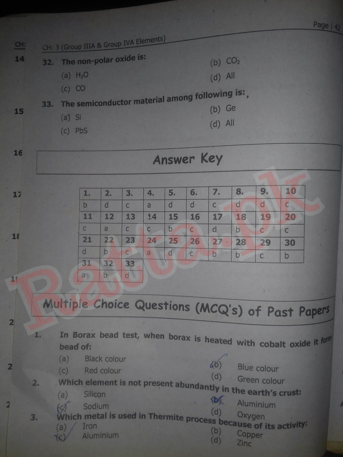 FSc 2nd Year Chemistry Chapter 3 Notes [MCQs & Short Questions] - Ratta.pk
