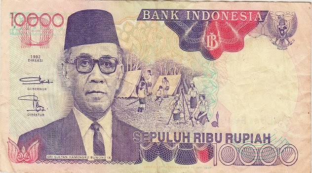 Uang Kertas 10000 (sepuluh ribu) rupiah Tahun 1992 Candi Borobudur