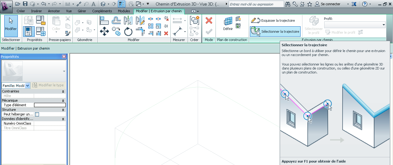 Revit-Mémo: Revit 2013_Chemin d'Extrusion 3D avec lignes sur plans de ...