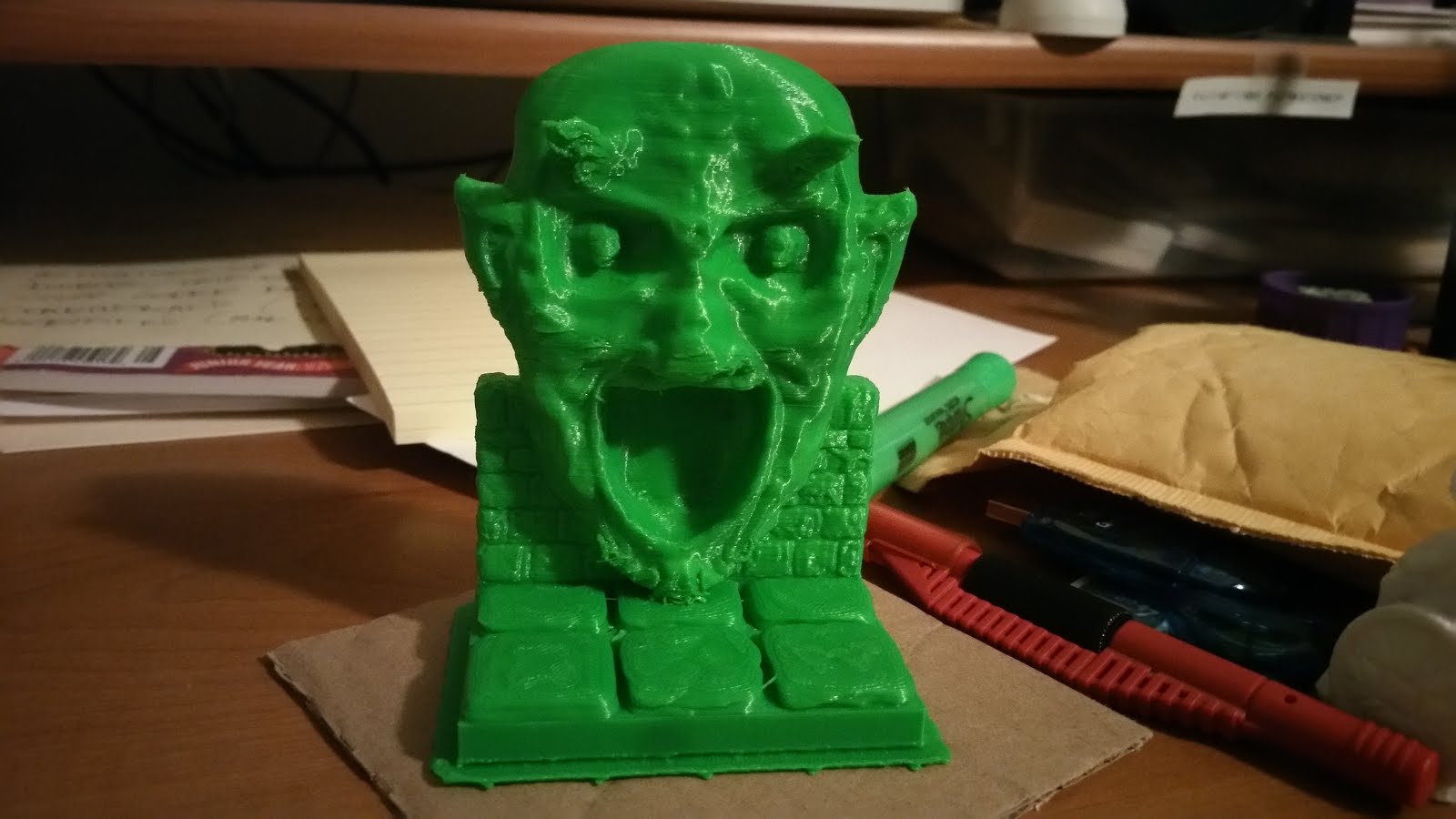Carjacked Seraphim: Green Devil Face 3D Printed
