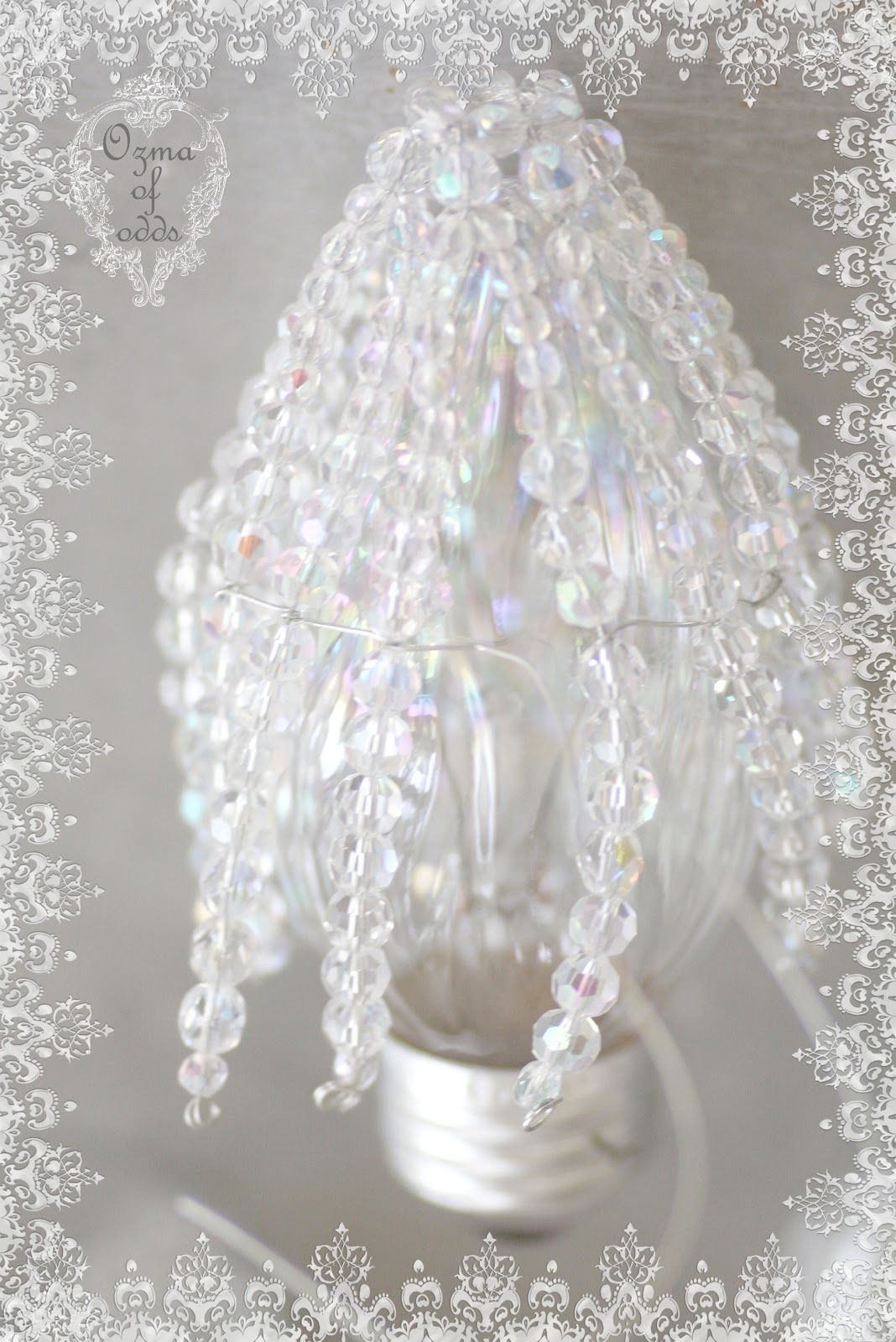 ozma of odds: ...crystal beaded light bulb cover tutorial