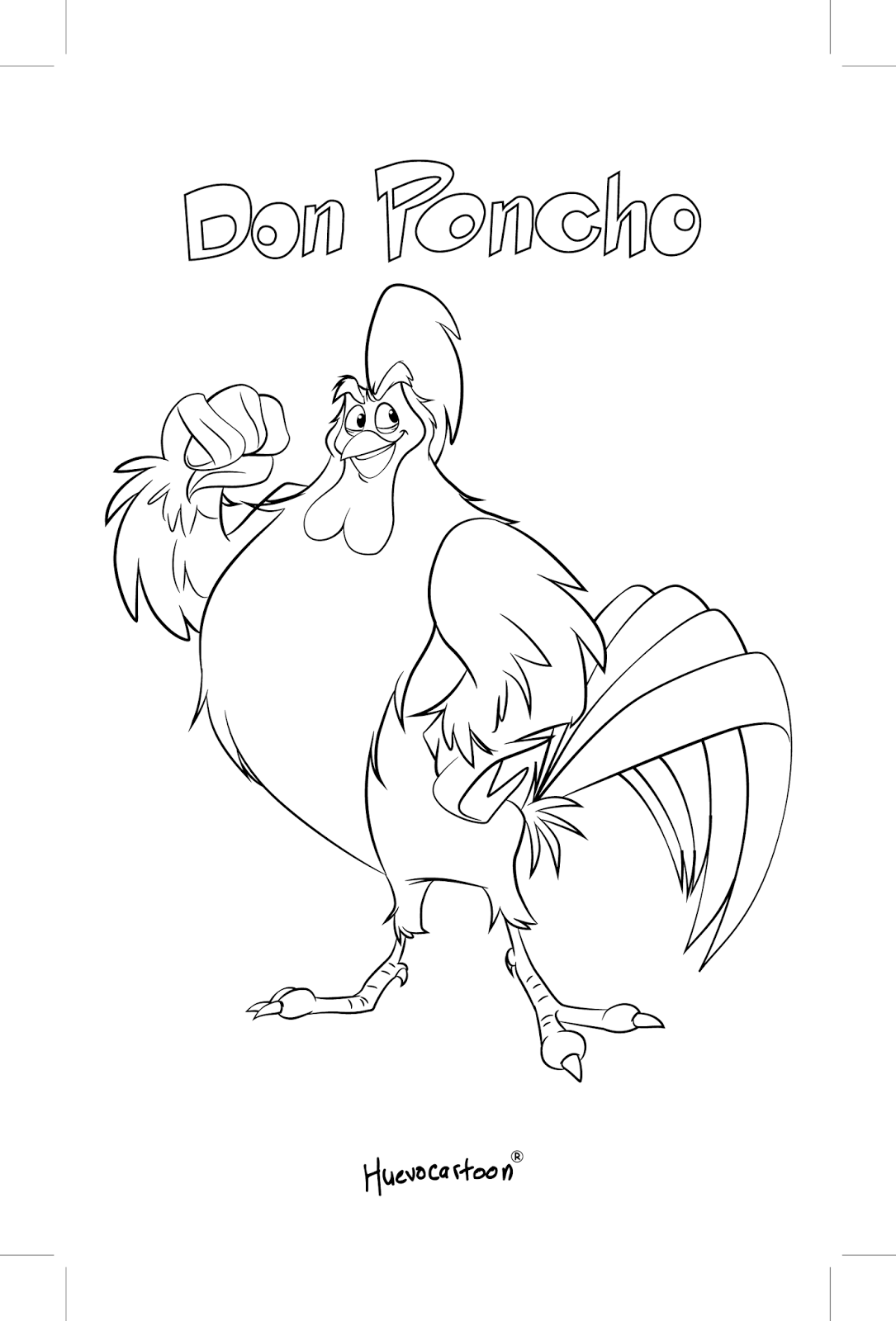 Toto Un Gallo Con Muchos Huevos Sketch Coloring Page