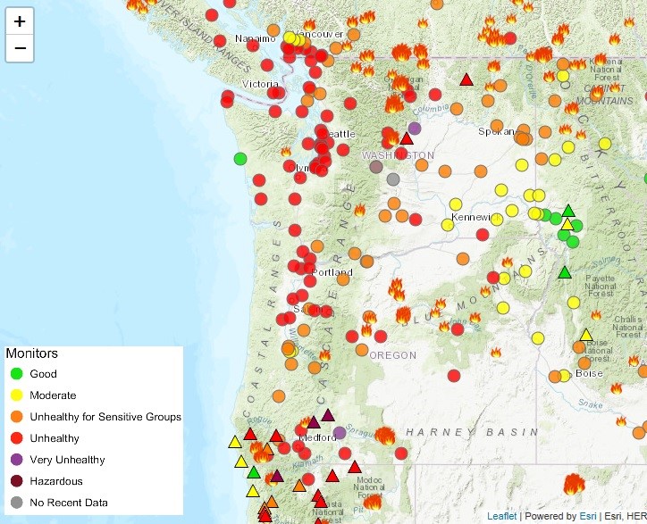 Statewide Smoke Forecast for Tuesday through Thursday Aug. 21-23, 2018