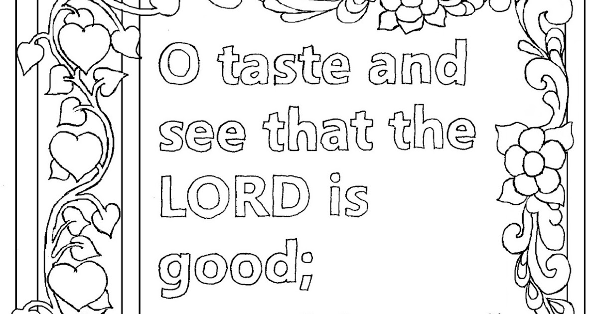 Coloring Pages for Kids by Mr. Adron: Psalm 34:8 Print And Color Page ...