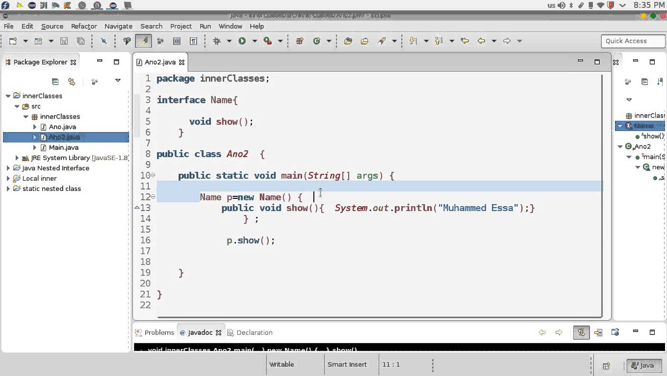 102 Java Advanced Anonymous Innerclass كلاس الداخلي المجهول كورسات بالعربي