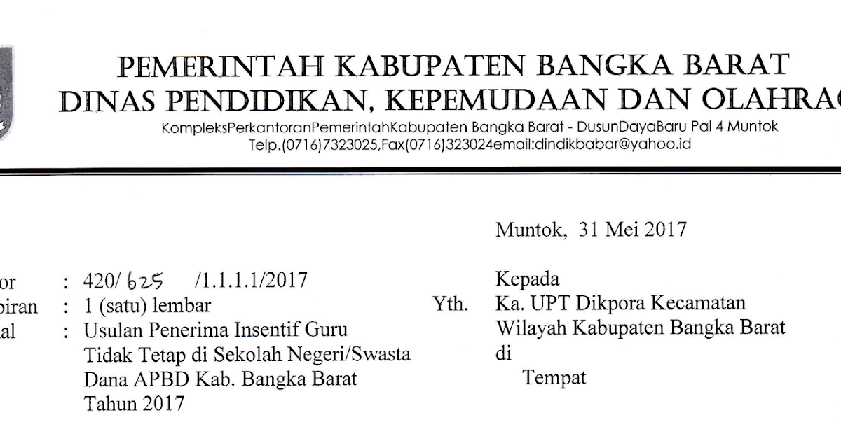 Dinas Pendidikan Kepemudaan Dan Olahraga Usulan Penerima Insentif Guru