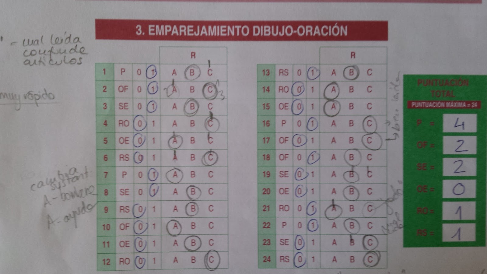 PRACTICUM I 2016: Imágenes de las pruebas PROLEC y PROES