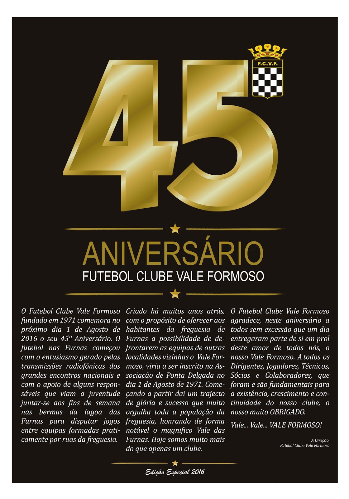 FUTEBOL CLUBE VALE FORMOSO ESTÁ EM FESTA NA COMEMORAÇÃO DE MAIS UM ...