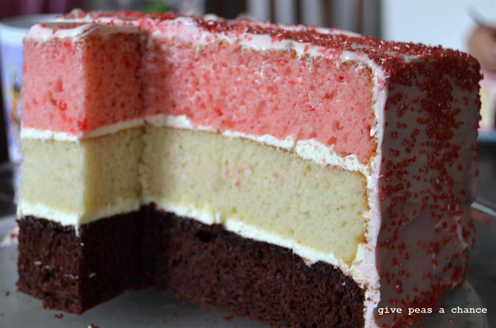 Give Peas a Chance: Neapolitan cake