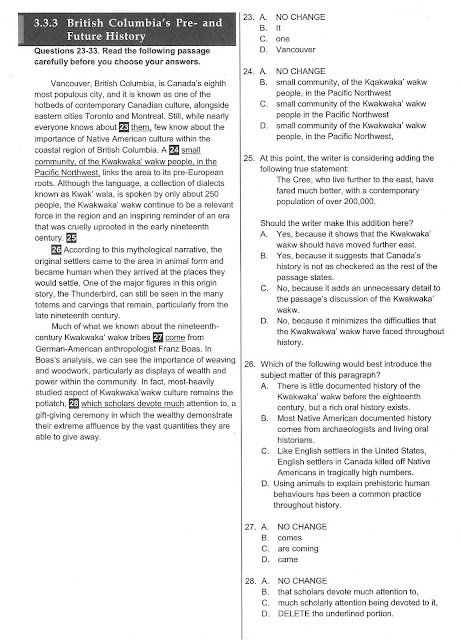 Writing and Language Section Test