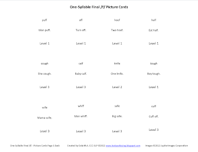 Testy yet trying: Final F: Free Speech Therapy Articulation Picture Cards