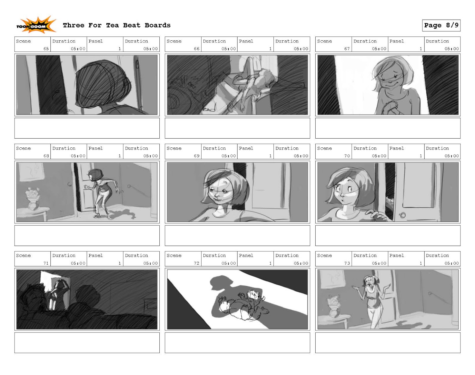 Lincoln Adams Storyboard Art: Three For Tea - Beat Boards