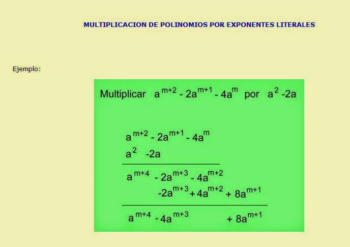 math4u: Multiplicación de polinomio por polinomio con exponentes literales