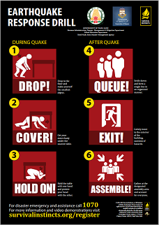 EARTHQUAKE DRILL - Tuesday 01/03/16 at 9:10am