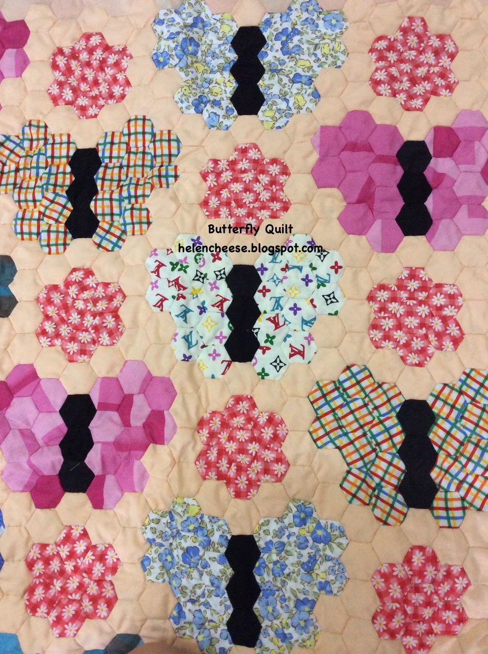 Butterfly Hexagon Quilt 蝴蝶花园